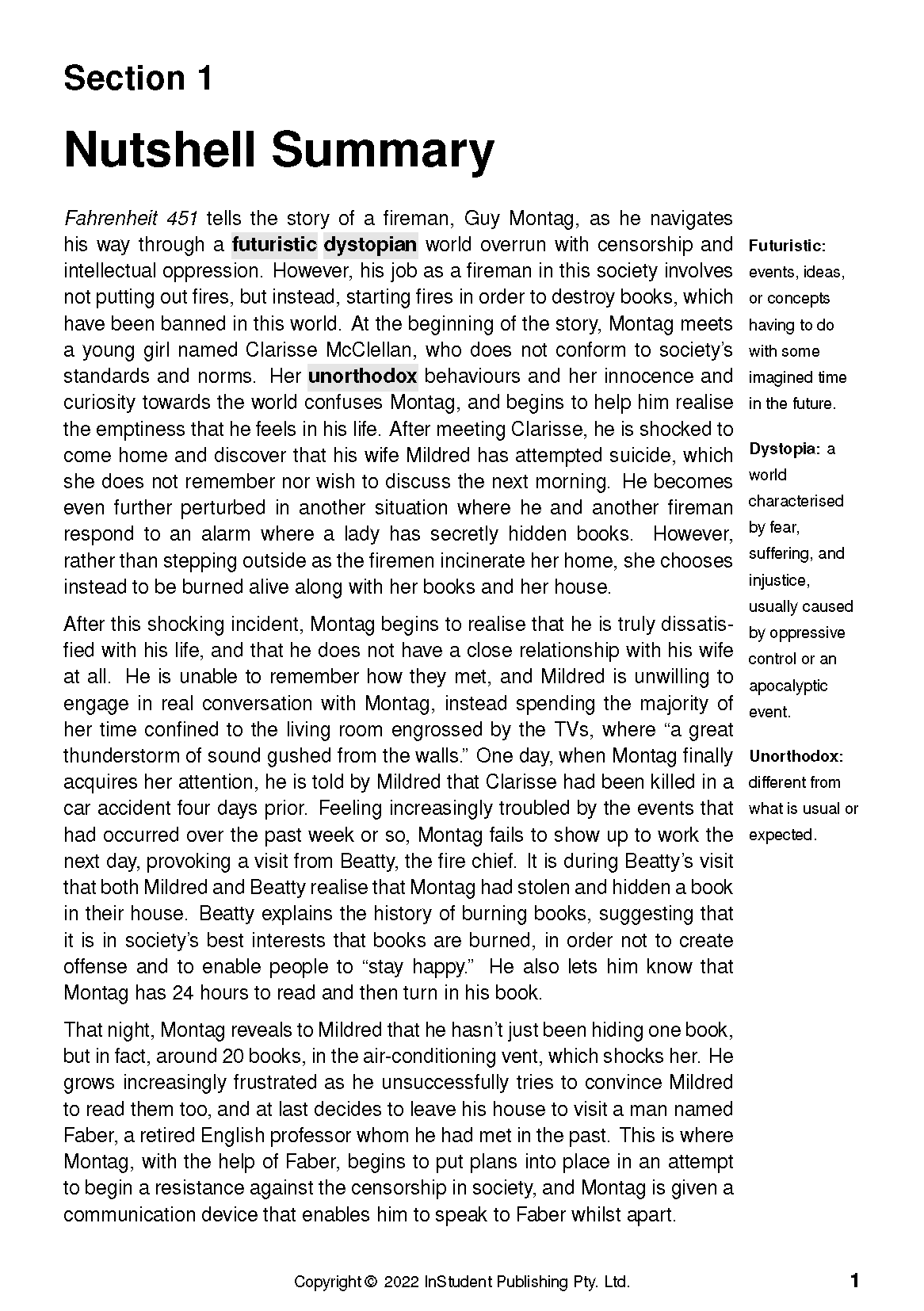 ATAR Notes Text Guide: Fahrenheit 451 by Ray Bradbury – Excel